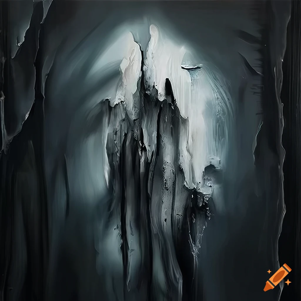 High resolution oil painting of filamented mycelium creatures embracing ...