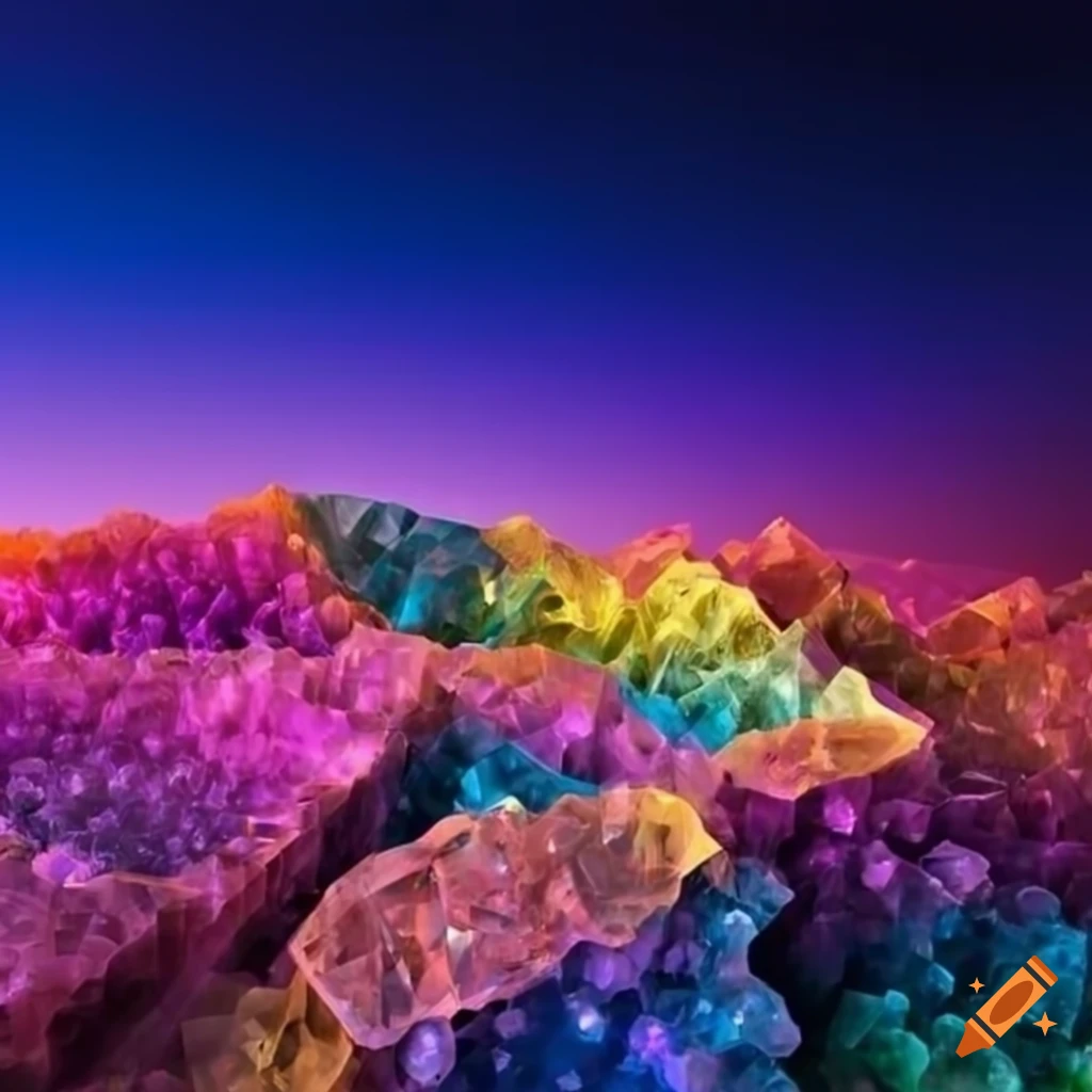 Rainbow colored crystal landscape on Craiyon