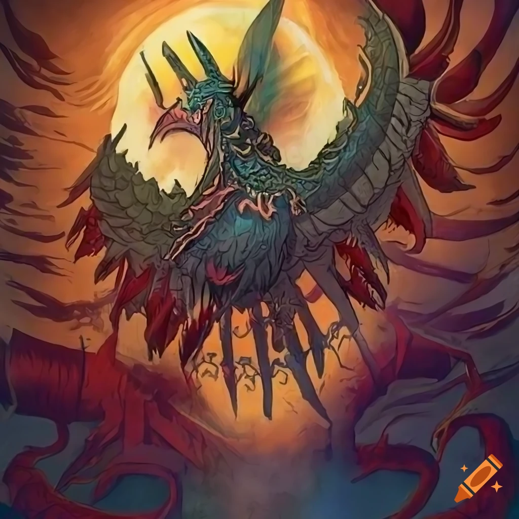 Monstrous bird representing a demon god in Mayan mythology on Craiyon