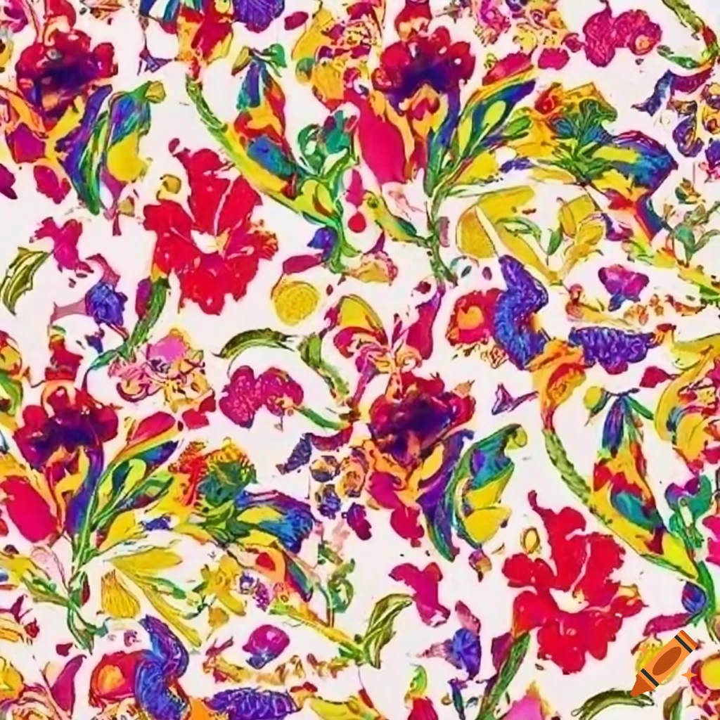 Intricate asymmetrical colorful floral nouveau pattern on Craiyon