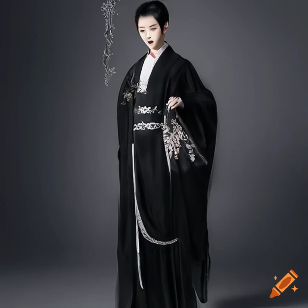 Male hanfu in black color on Craiyon