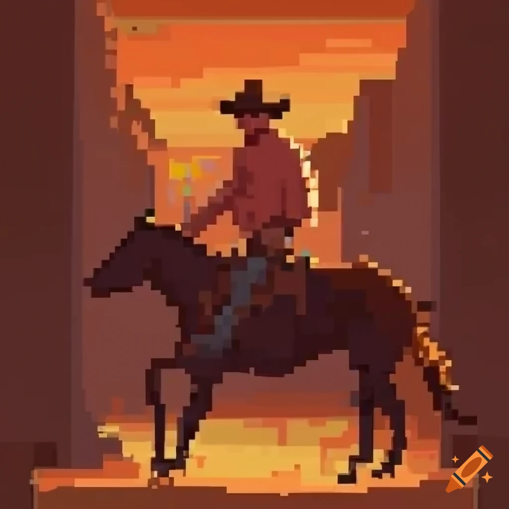 32x32 pixel spritesheet for a cowboy on Craiyon