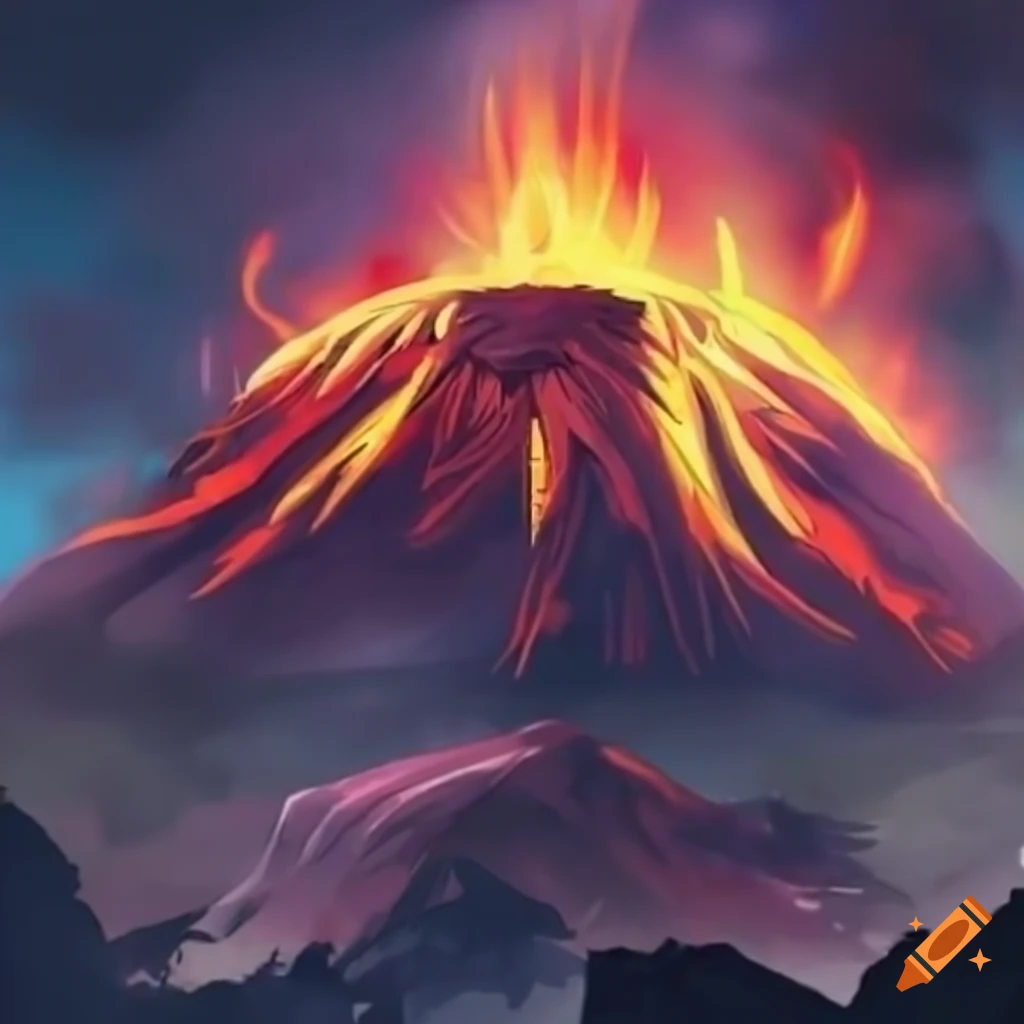 Anime volcano on Craiyon