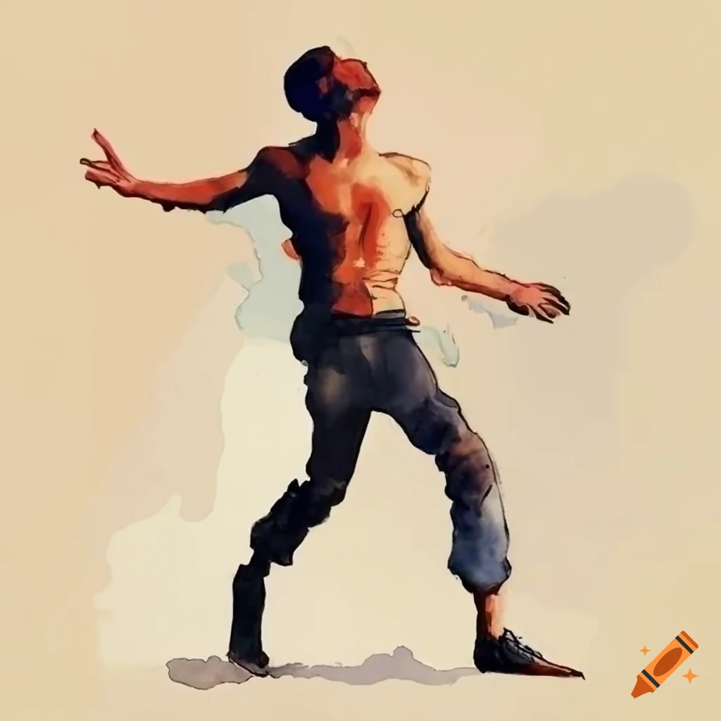 Man throwing rock in watercolor on Craiyon