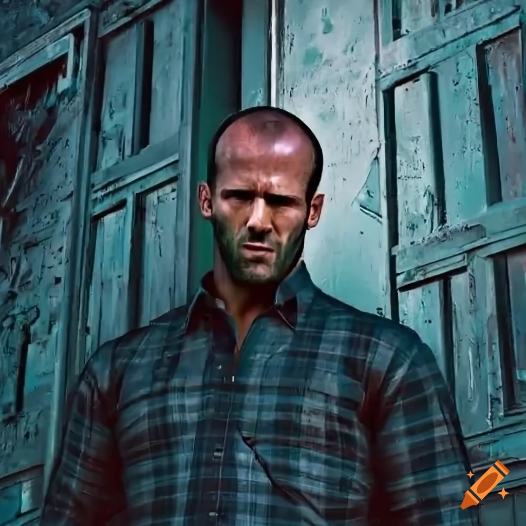 Actor resembling a young Jason Statham in country plaid shirt and high ...