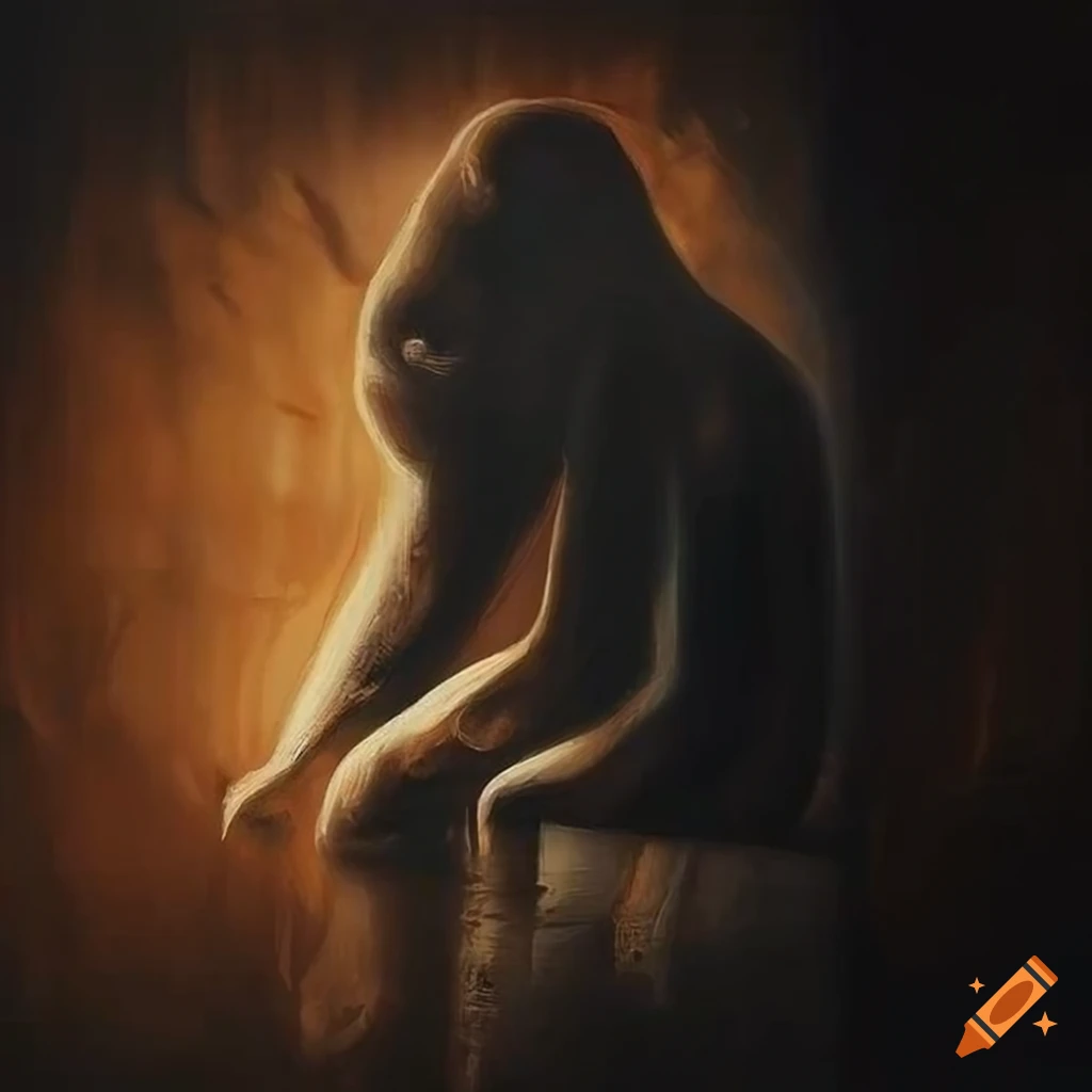 High resolution oil painting of filamented mycelium creatures embracing ...