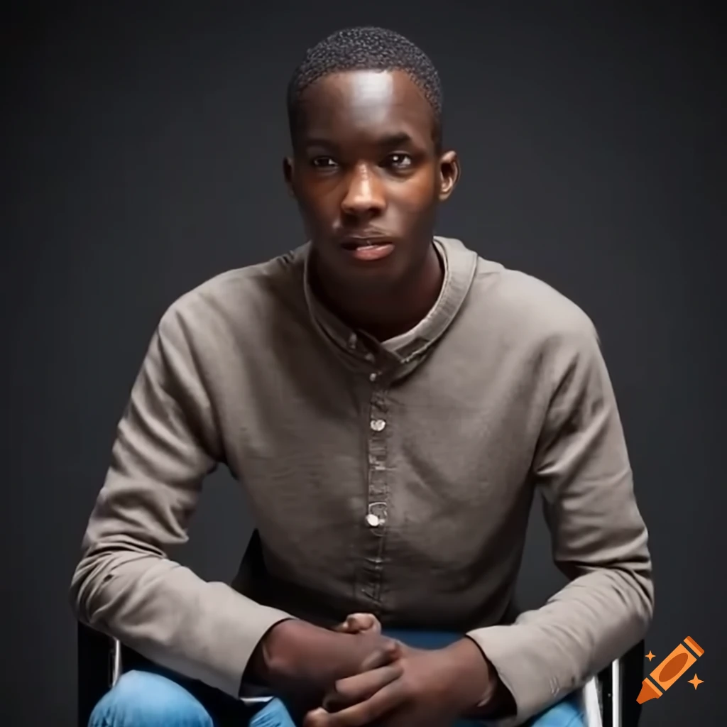 African male tech genius in a news studio facing the camera on Craiyon