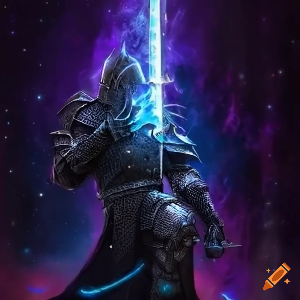 Knight wielding a cosmic sword on Craiyon