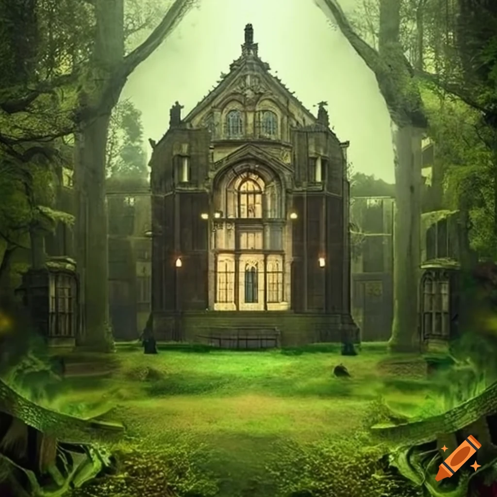 Old academic building harmoniously integrated into a bright enchanted ...