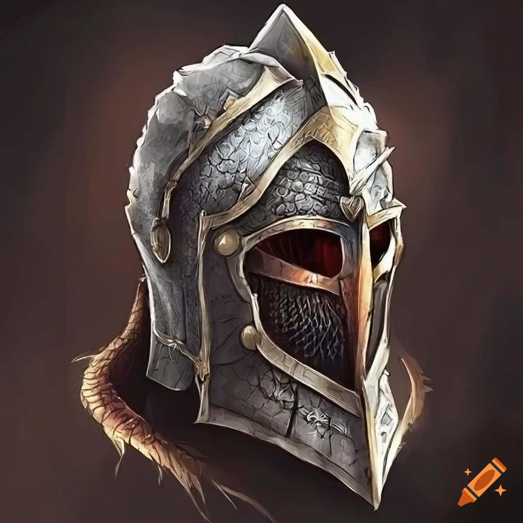 Fantasy dragon knight helmet concept art on Craiyon