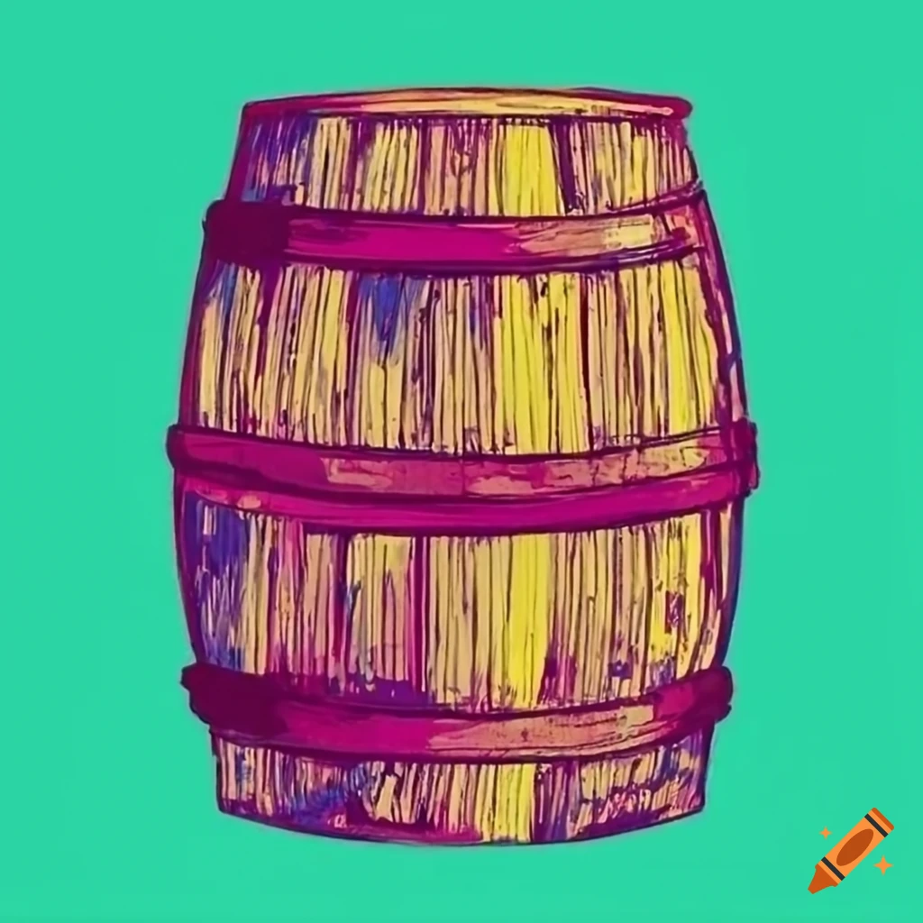 Retro style abstract art of a barrel on Craiyon