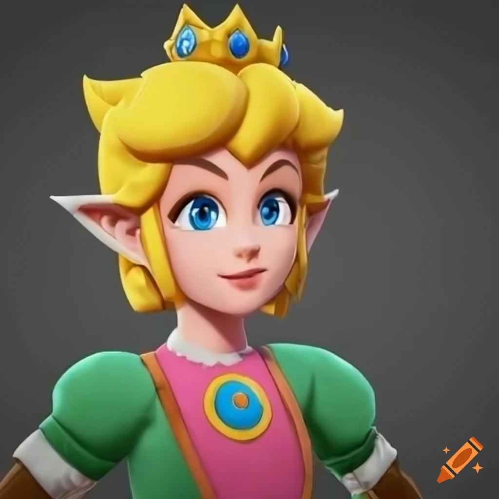 Link and princess peach swapping outfits in high quality on Craiyon