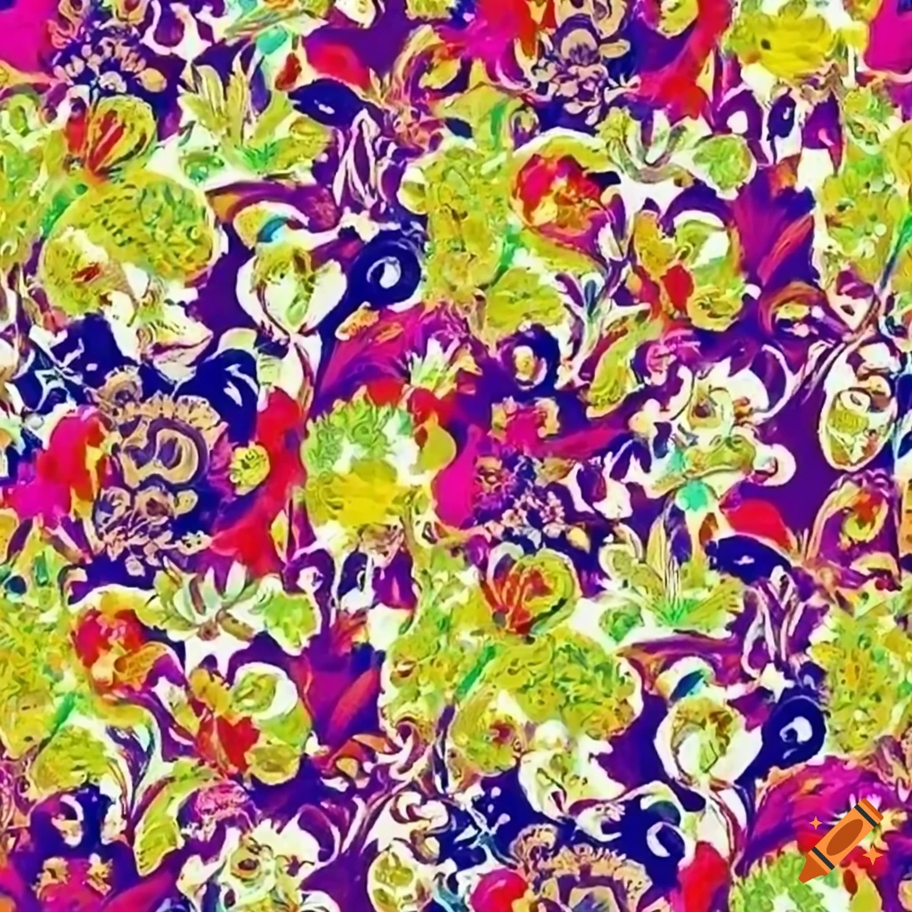 Intricate asymmetrical colorful floral nouveau pattern on Craiyon