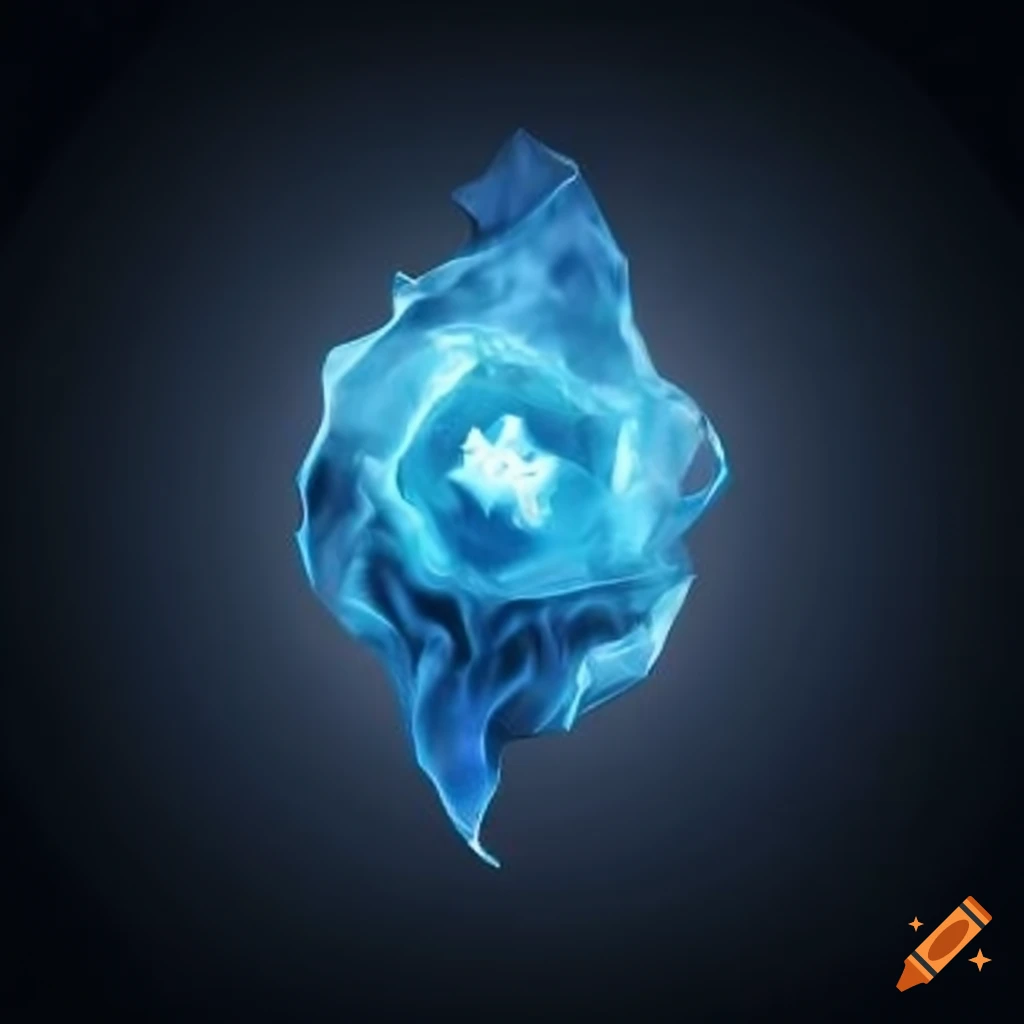 Spell game icon with ice symbol core and fire shock wave on Craiyon