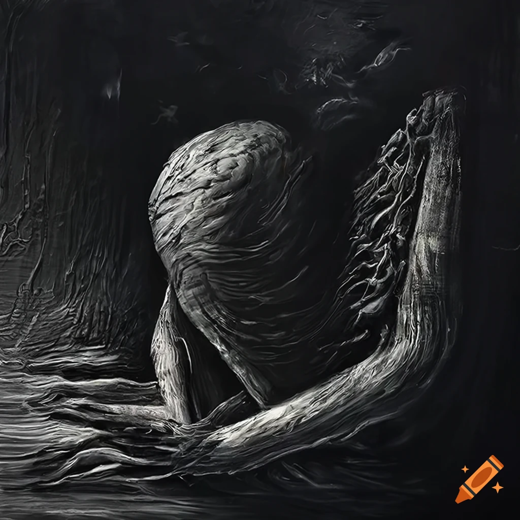 High-resolution professional oil painting of filamented mycelium ...