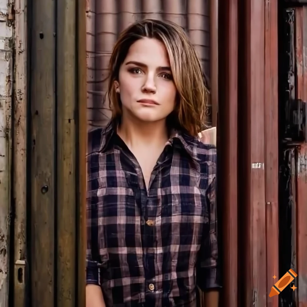 Close Up Shot Of Actress Addison Timlin In A Country Plaid Shirt And