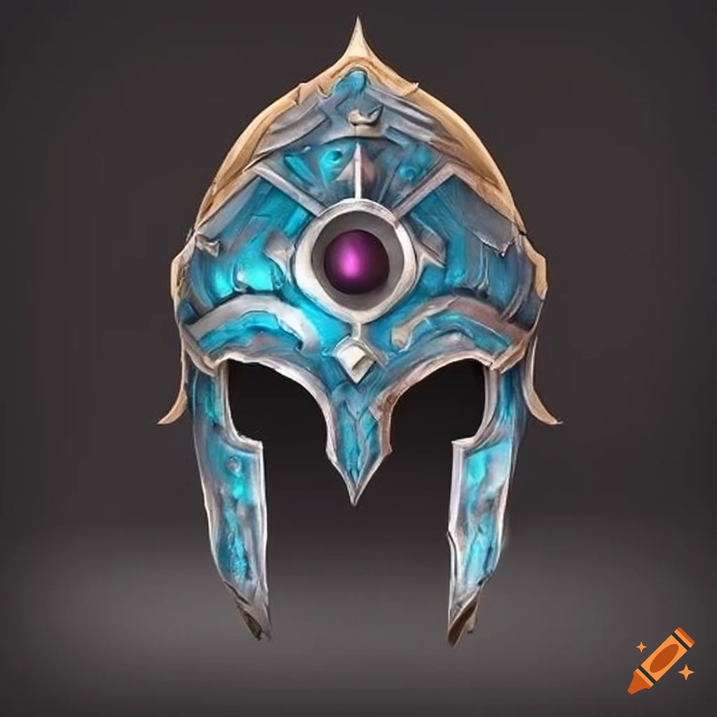 Front view of an elite champion fantasy arcane helmet on Craiyon