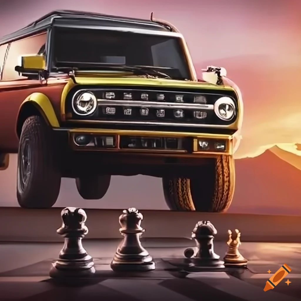 Bronco car playing chess on Craiyon