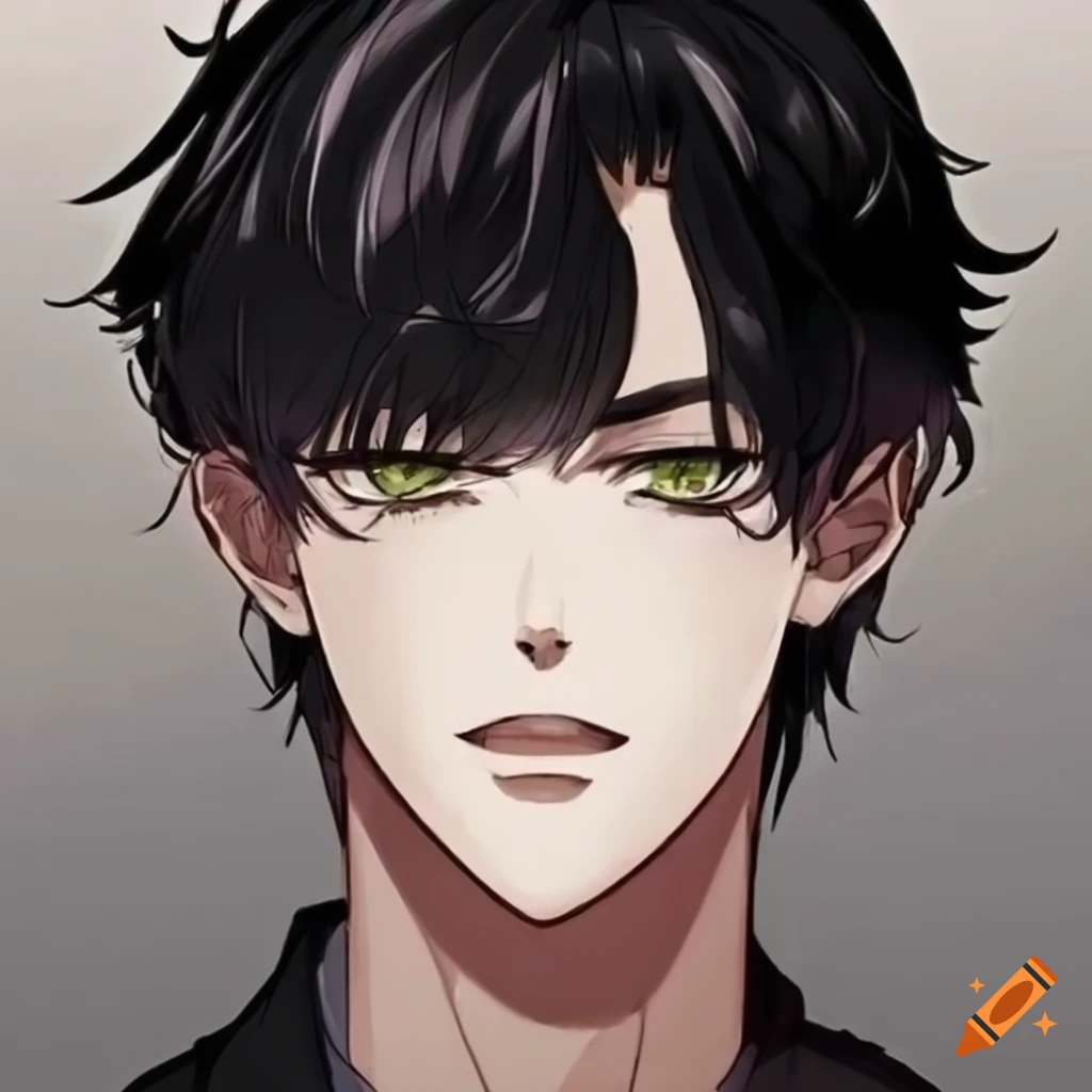 Detailed manhwa men with black hair on Craiyon