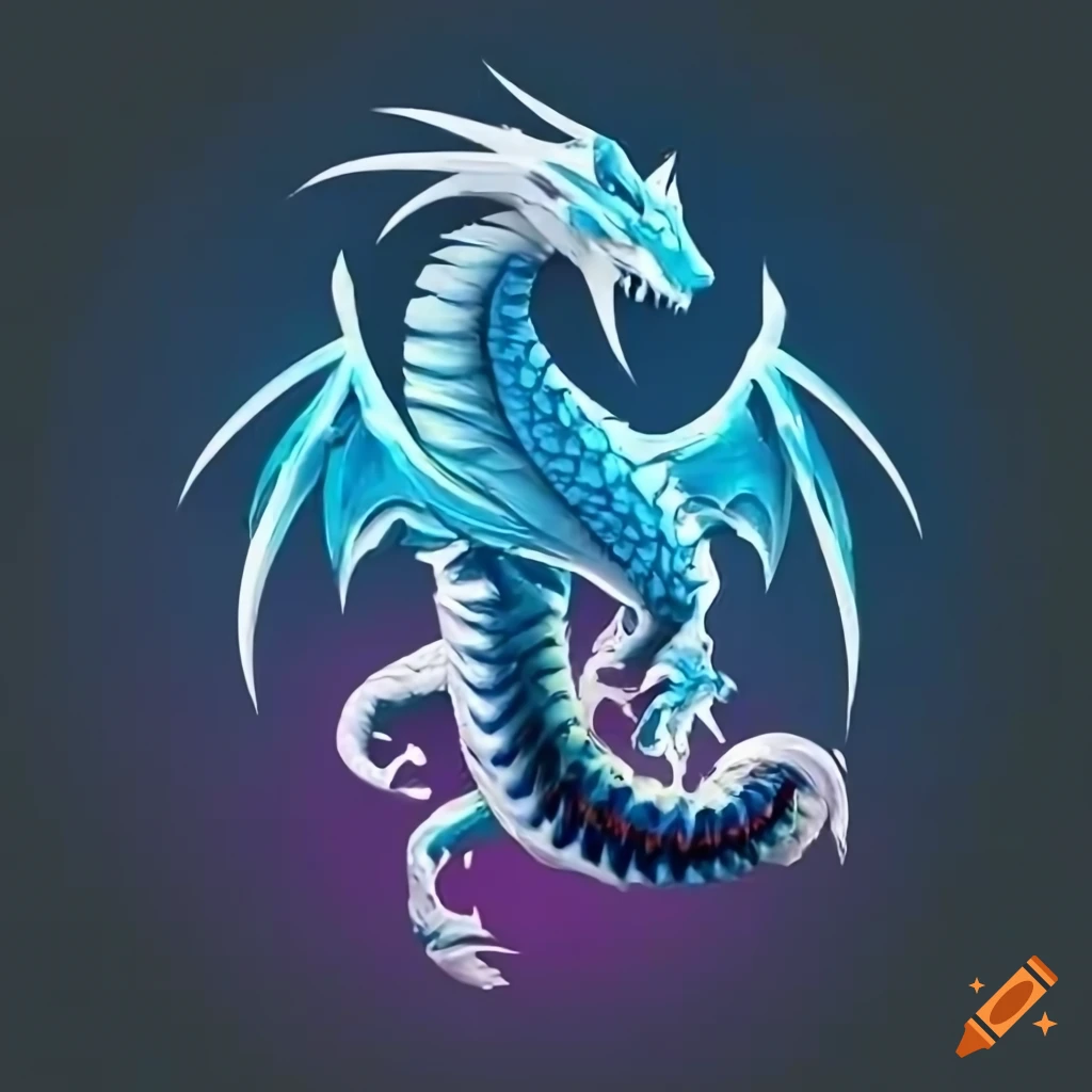 Zksync logo surrounded by blue and white dragons on Craiyon