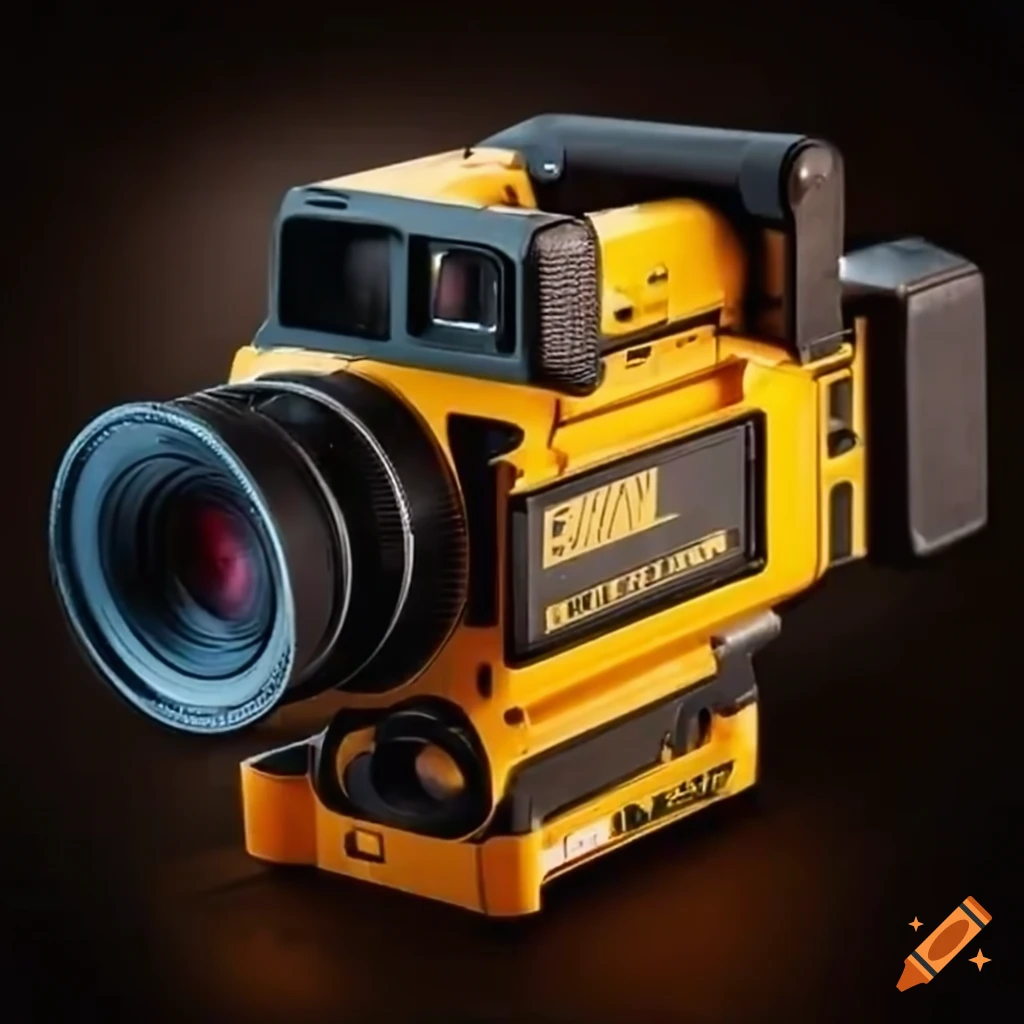 Imax camera with dewalt powder tools style on Craiyon