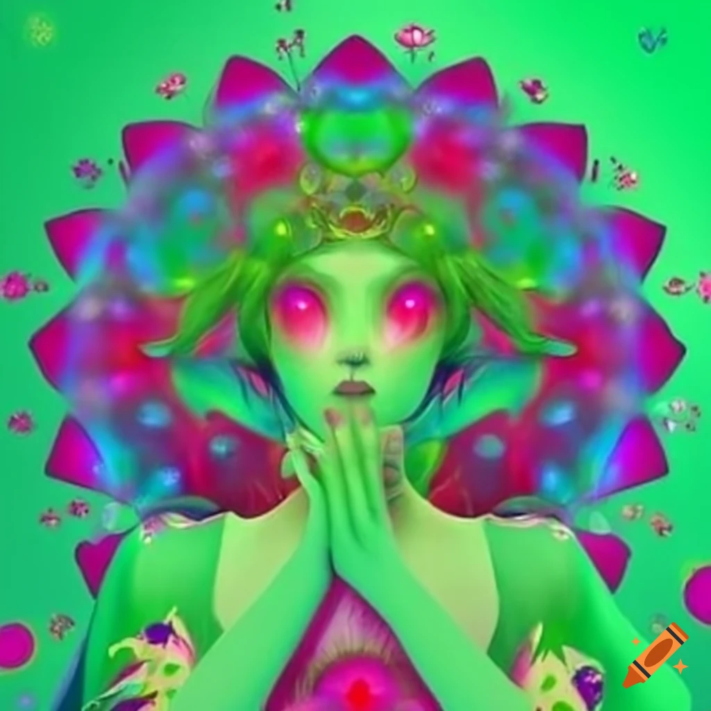 Hypnotic and feminine green flower blossoms on an alien plant on Craiyon