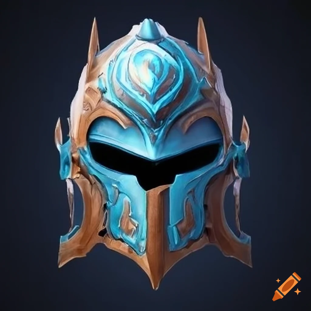 Front view of an elite champion fantasy astral helmet on Craiyon