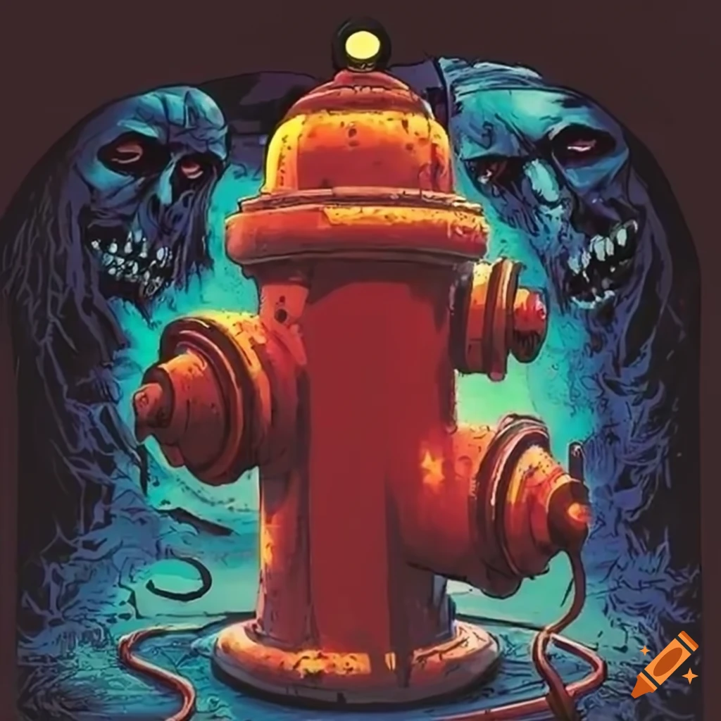 Fire hydrant death metal album cover on Craiyon