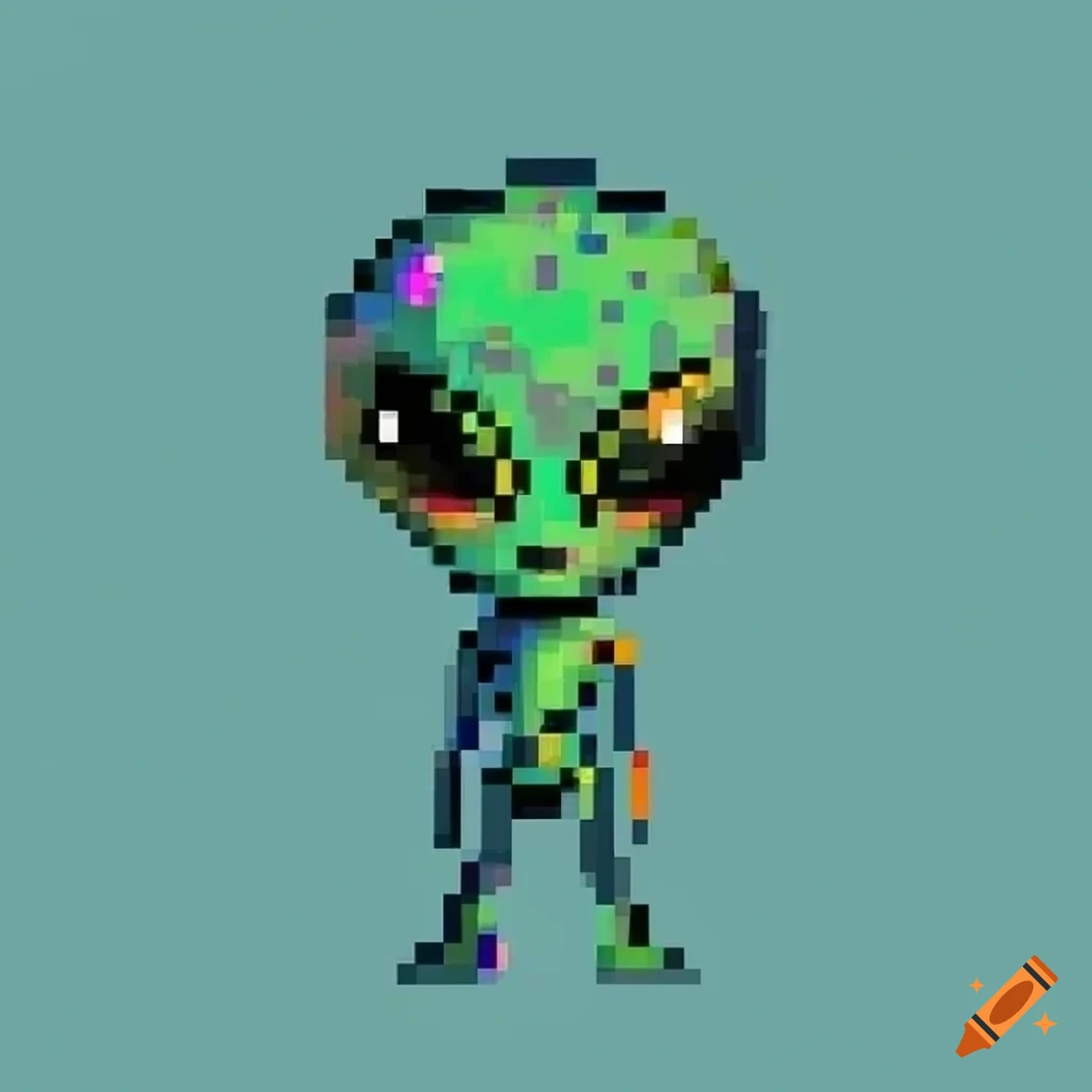 Pixel art of an alien creature on Craiyon