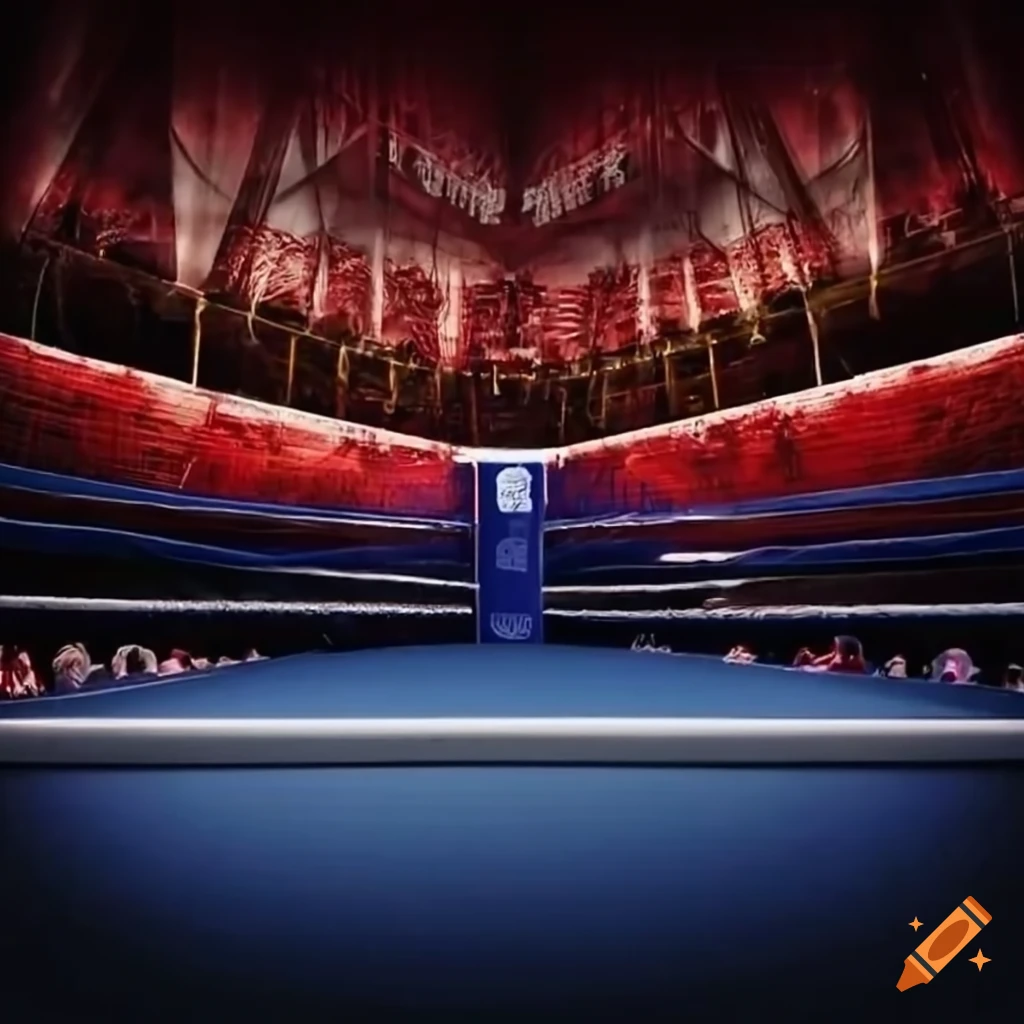 View from the boxing ring in an arena on Craiyon