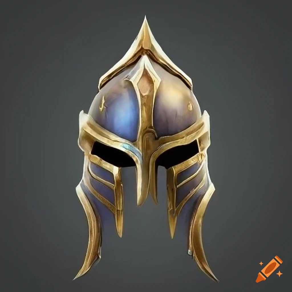 Elite champion fantasy arcane helmet, front view on Craiyon