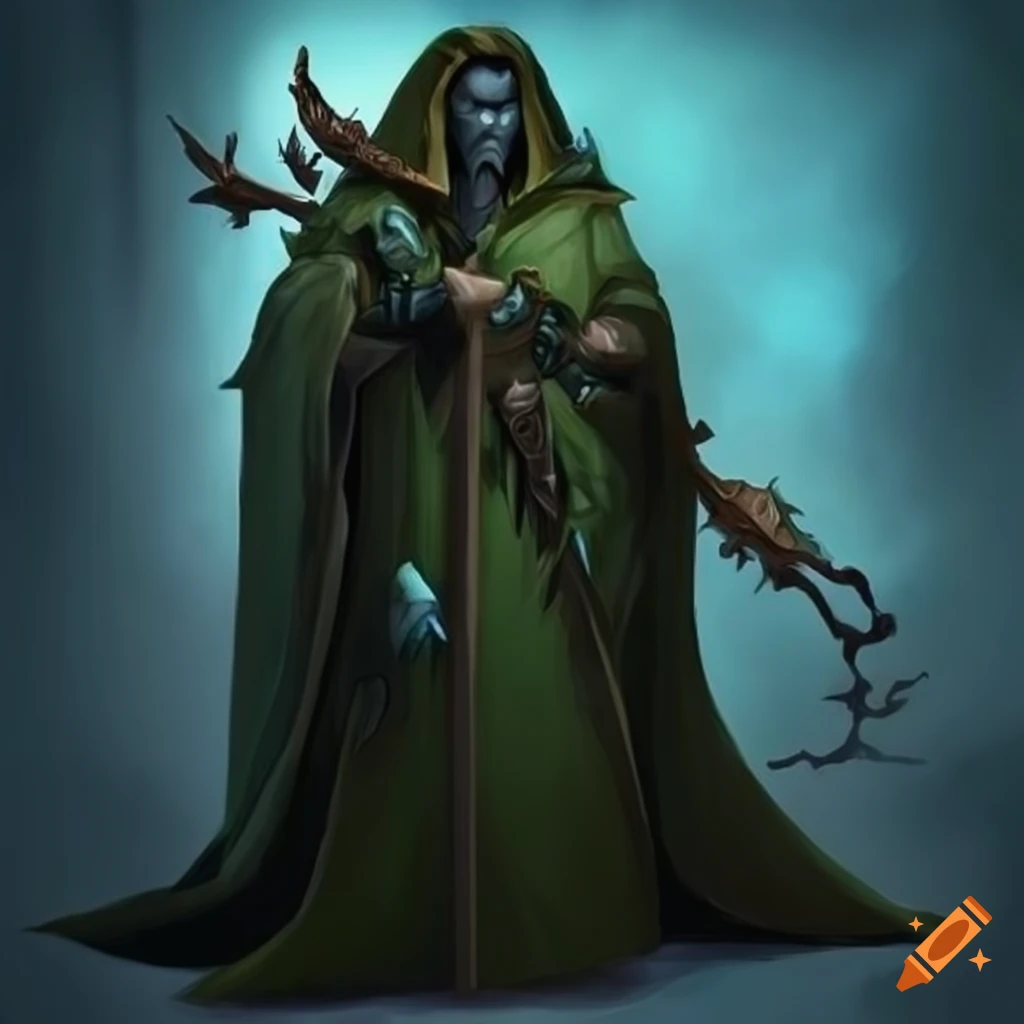 Robed druid character on Craiyon