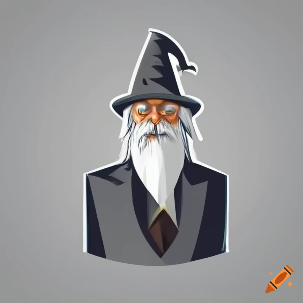 Logo of a great wizard in a corporate suit on Craiyon