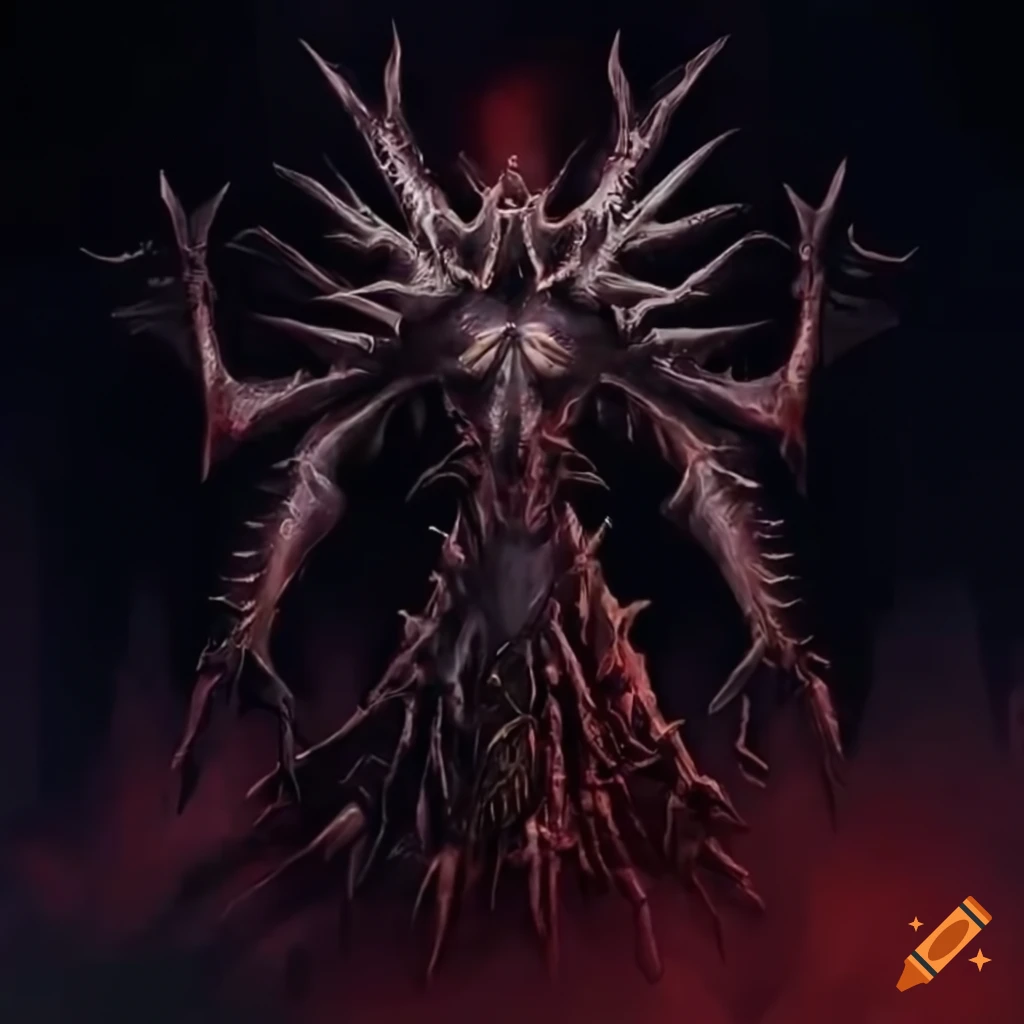 Dark iron entity throwing spikes on Craiyon