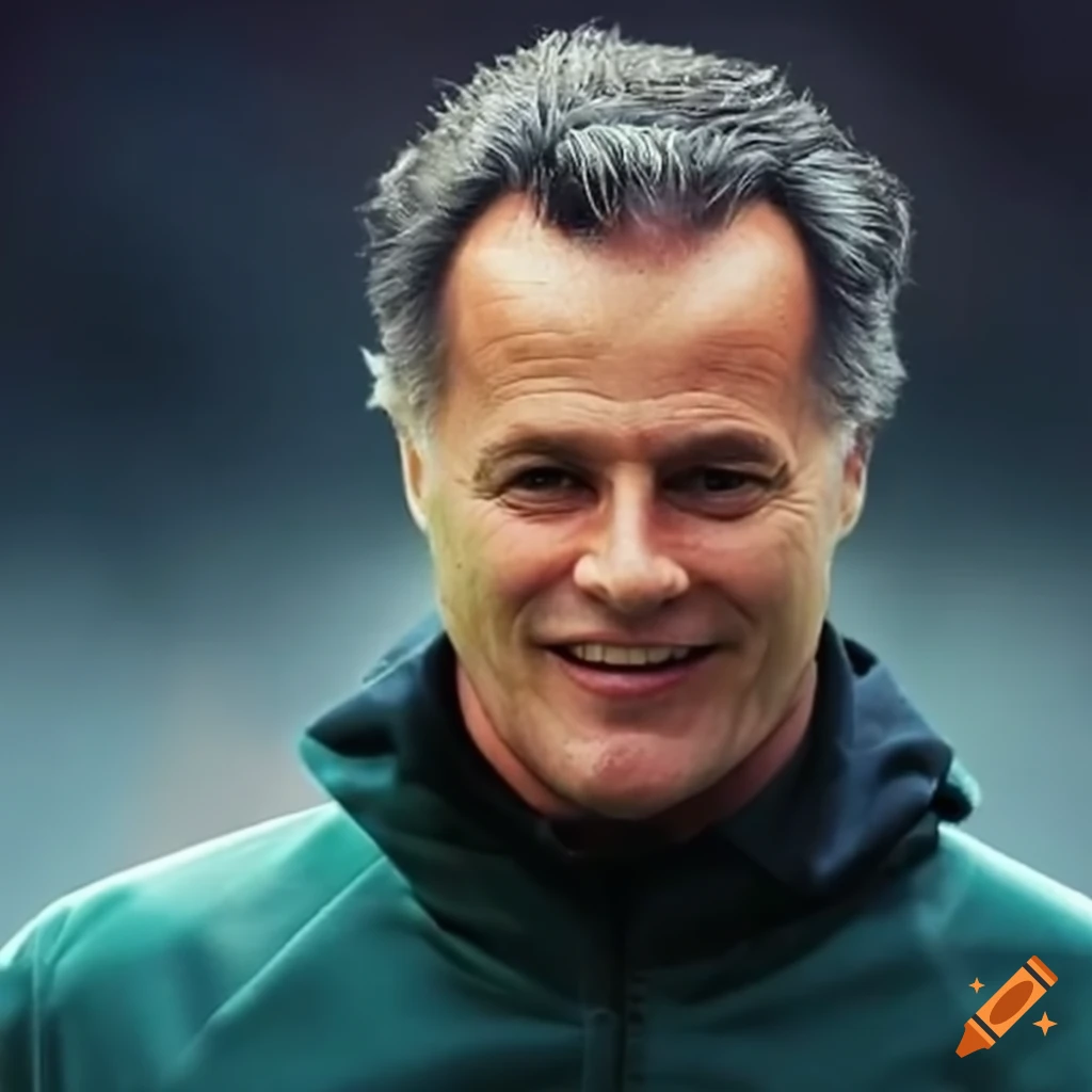 Soccer manager at press conference on Craiyon