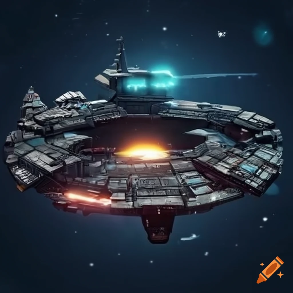 Spaceship landing at a space base on Craiyon