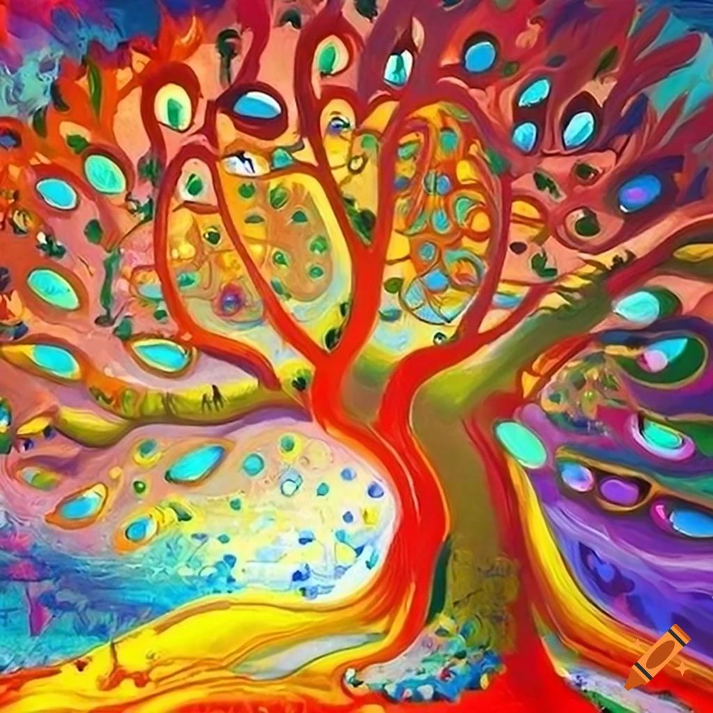 Majestic tree mural symbolizing the divine presence with diverse ...