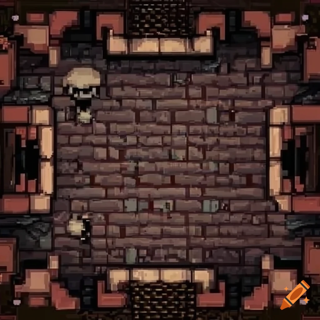 Creepy top-down view graphic floor for a pixel art horror game on Craiyon