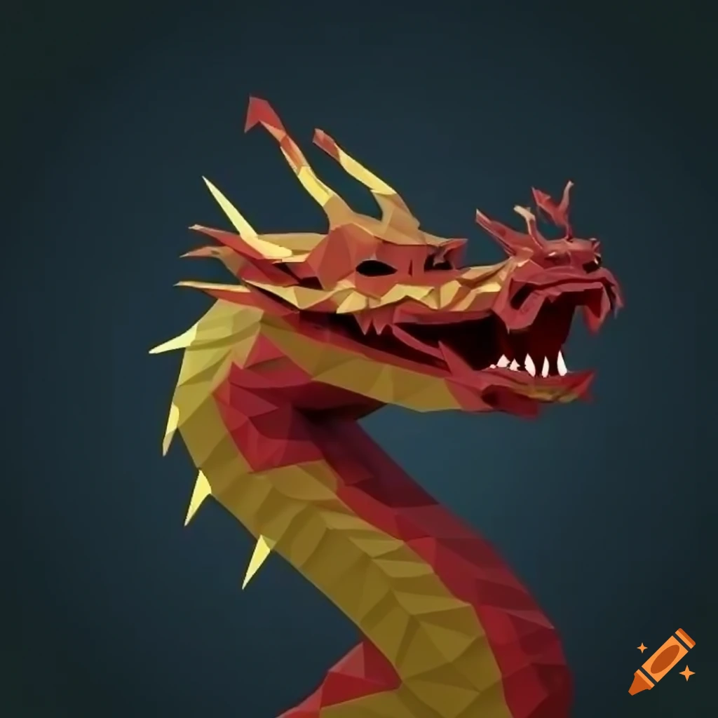 Low poly chinese dragon on Craiyon