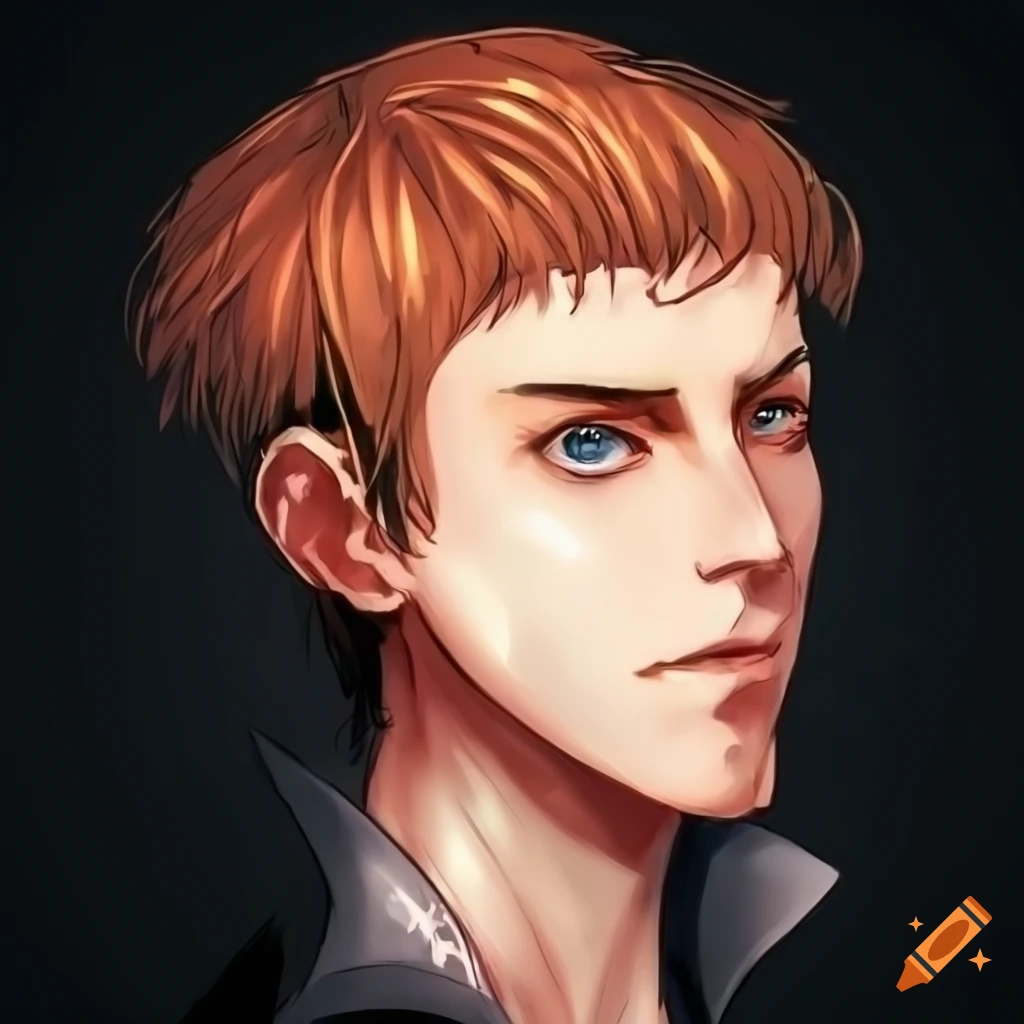 Stern-looking russian man in anime style on Craiyon