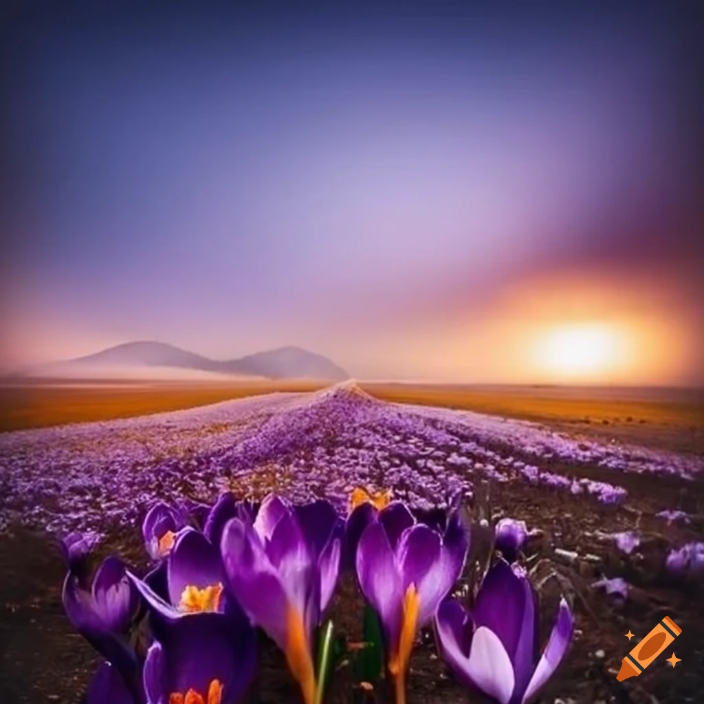 Field of crocus sativus in iran on Craiyon