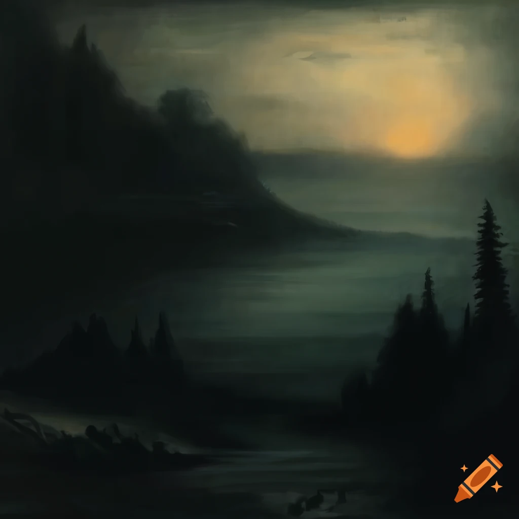 Dark landscape painting by edward munch on Craiyon