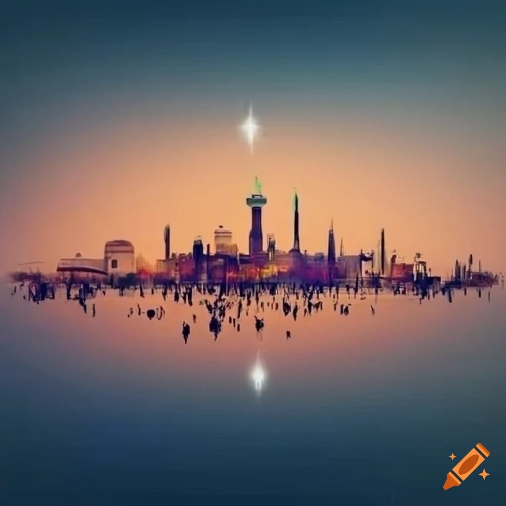 Baghdad Iraq skyline with floating data visualizations on Craiyon