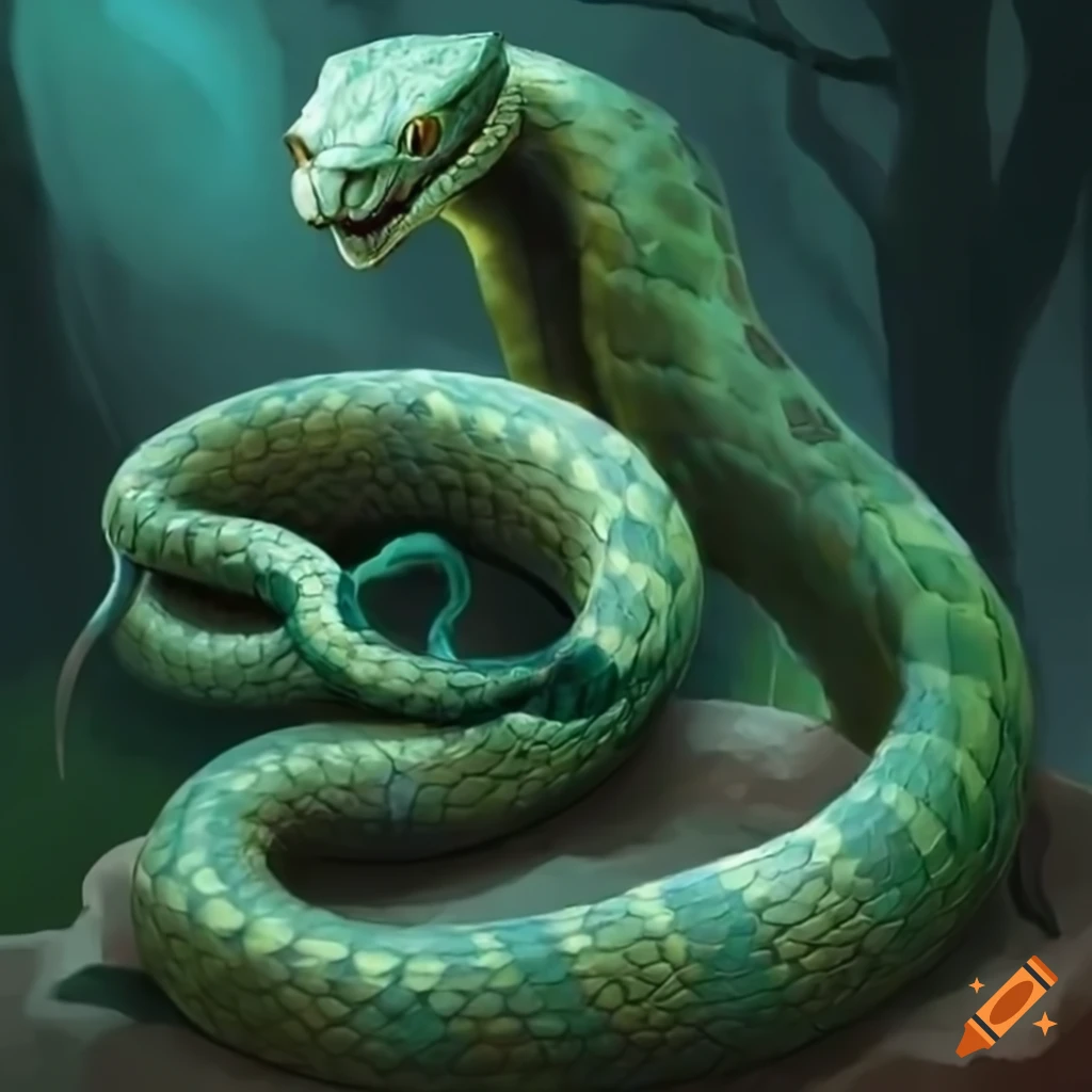 Dungeons and dragons themed image with snakes on Craiyon