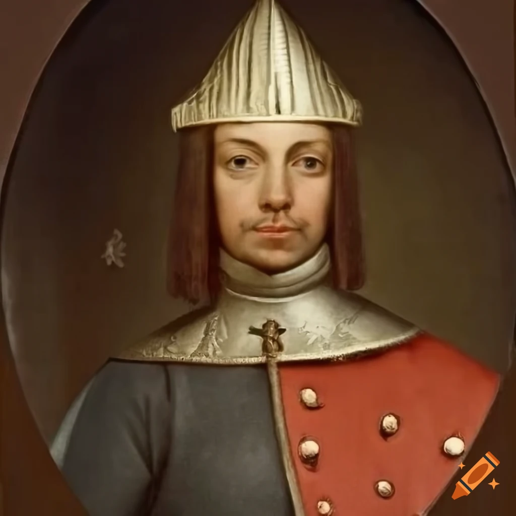 Portrait of a medieval general in a historical photograph on Craiyon