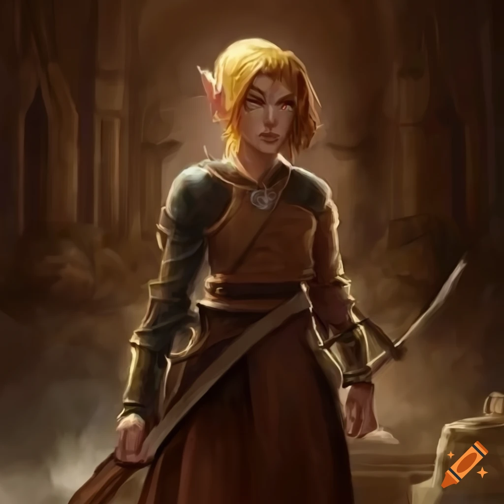 Elf martial artist training at a monastery in a fantasy setting on Craiyon