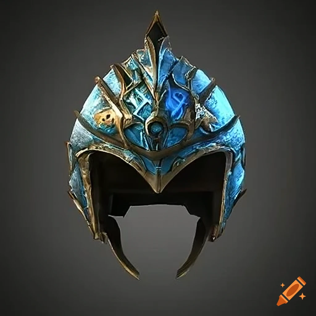Elite champion fantasy cursed helmet, front view on Craiyon