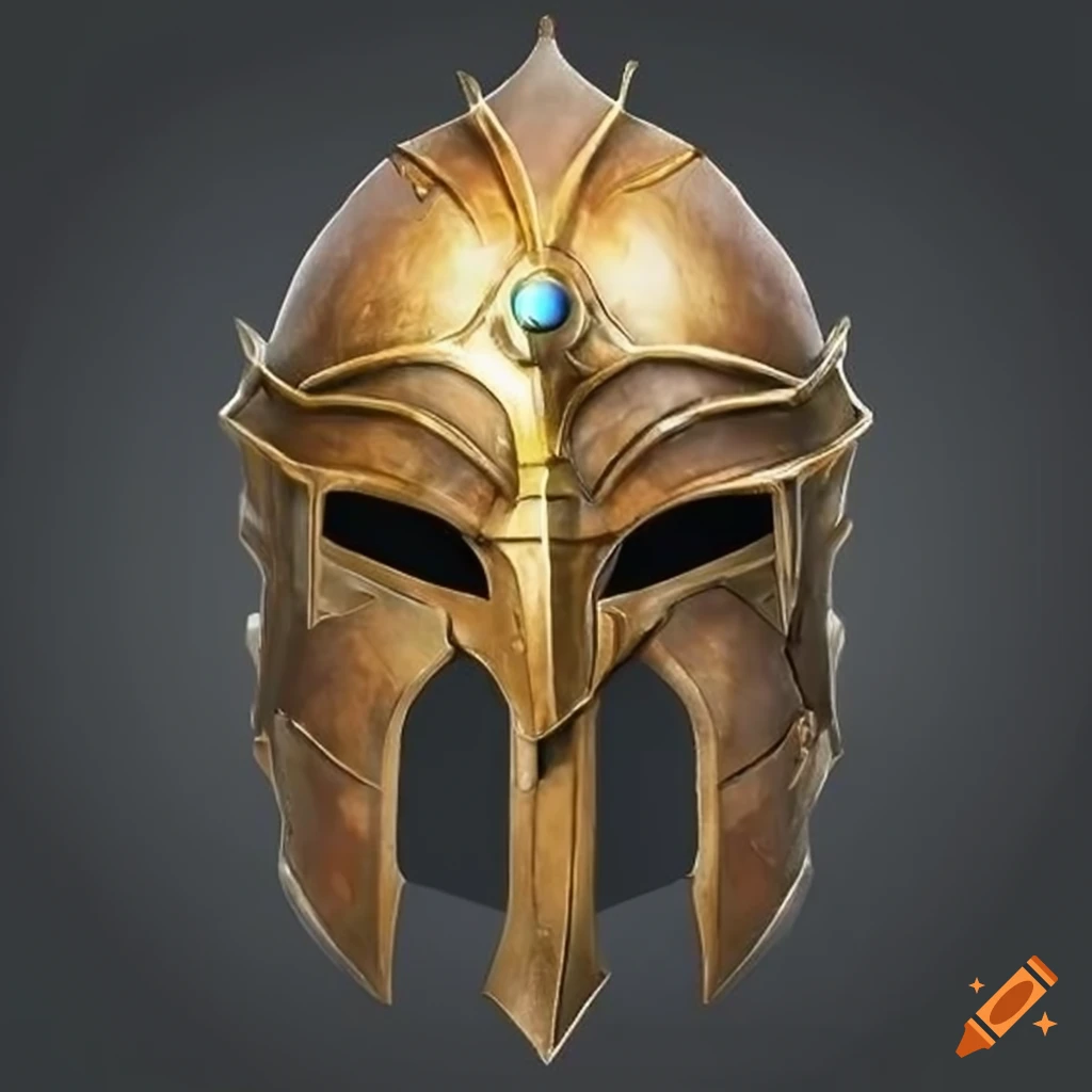 Front view of an elite champion fantasy arcane helmet on Craiyon