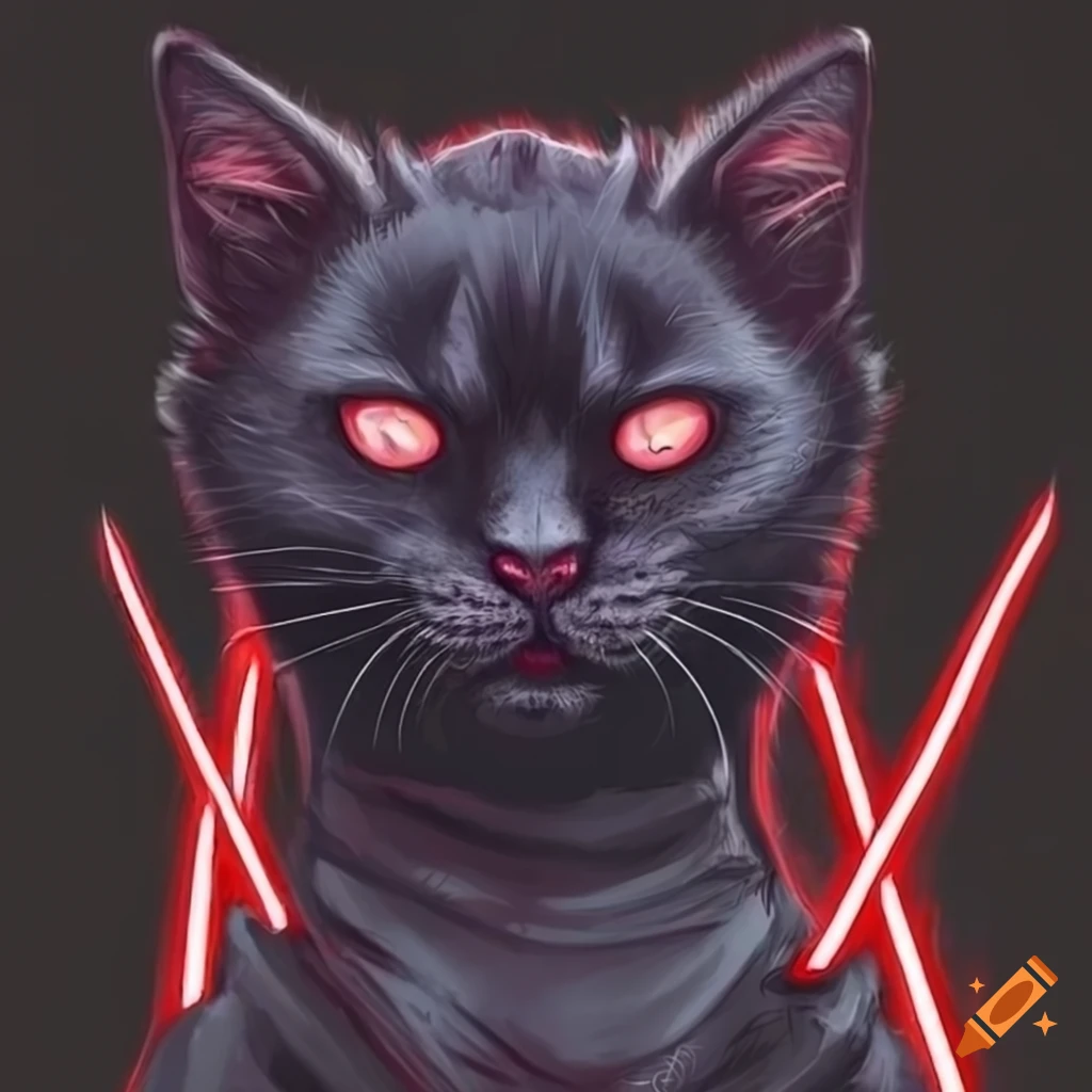 Cute black cat dressed as a sith lord on Craiyon