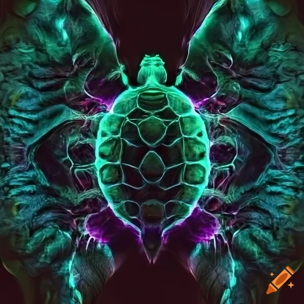Abstract dark neon turtle shell design on Craiyon